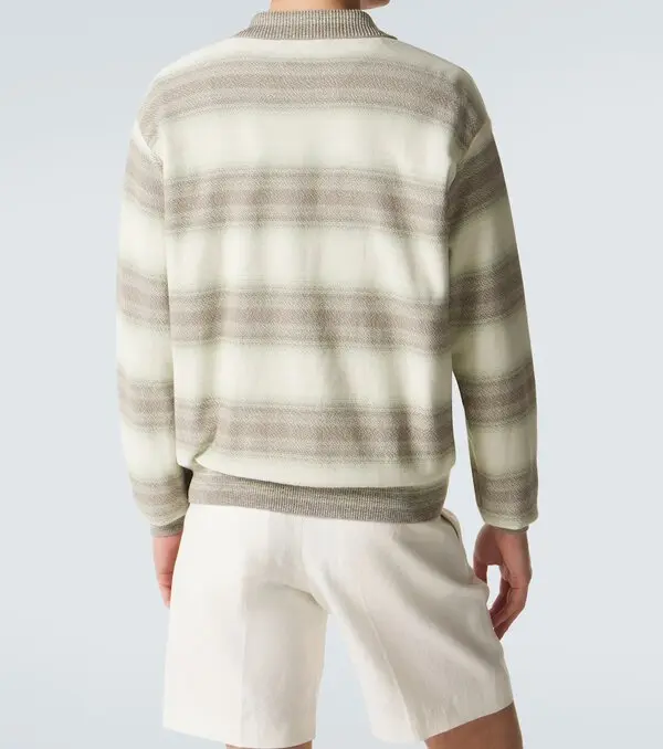 Auralee Striped Cotton And Silk Cardigan