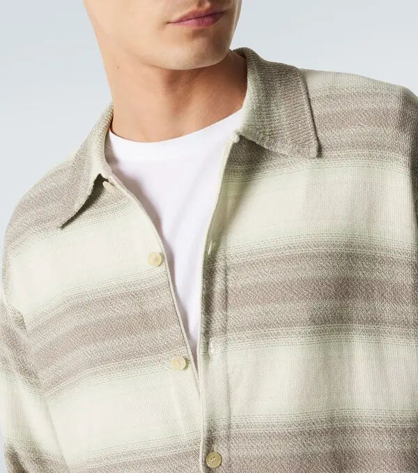 Auralee Striped Cotton And Silk Cardigan