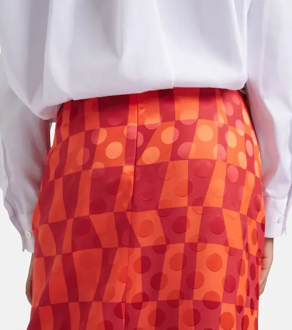 Dries Van Noten Satin Jacquard Midi Skirt - Orange