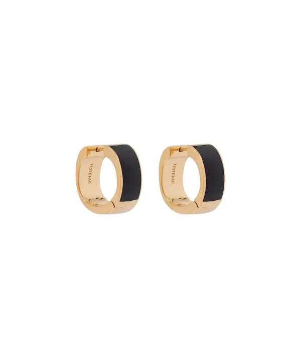 TOTEME Signature Enamel Hoop Earrings - Black