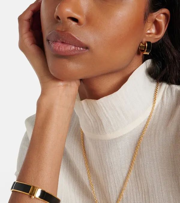 TOTEME Signature Enamel Hoop Earrings - Black