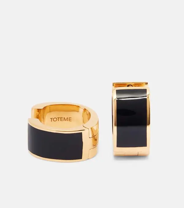 TOTEME Signature Enamel Hoop Earrings - Black