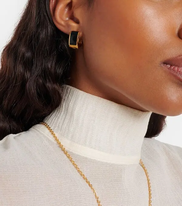 TOTEME Signature Enamel Hoop Earrings - Black
