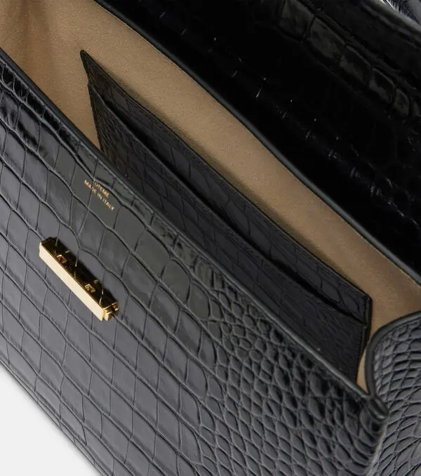 TOTEME Box Croc-effect Leather Top-handle Bag - Black