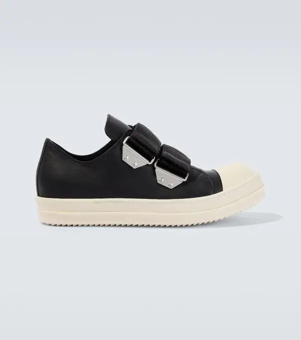 Rick Owens Low Strap Sneaks Leather Sneakers - Black