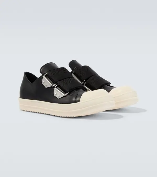 Rick Owens Low Strap Leather Sneakers
