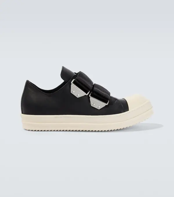 Rick Owens Low Strap Leather Sneakers - Black