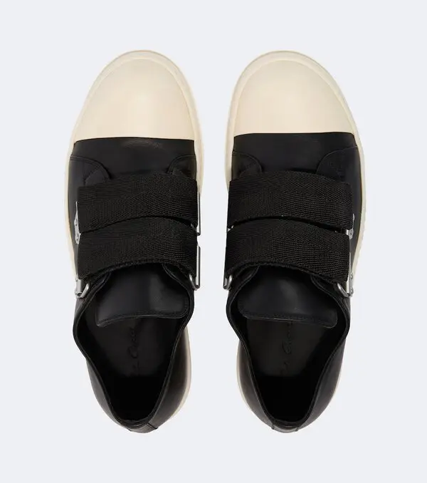 Rick Owens Low Strap Leather Sneakers - Black