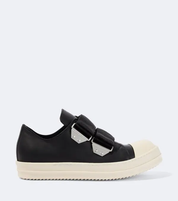 Rick Owens Low Strap Leather Sneakers - Black