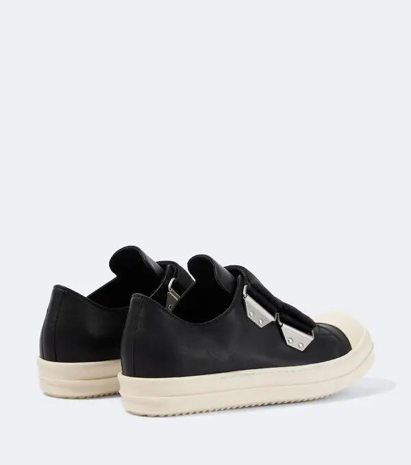 Rick Owens Low Strap Leather Sneakers - Black