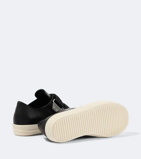 Rick Owens Low Strap Leather Sneakers - Black