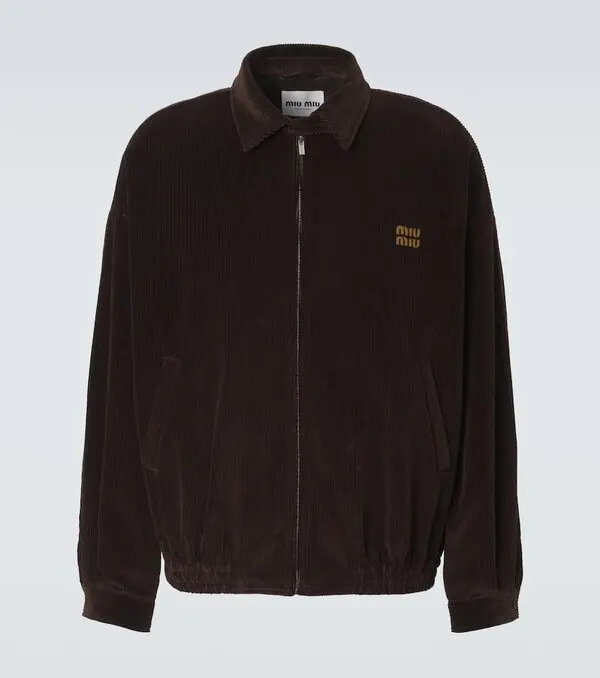 Miu Miu Cotton Corduroy Blouson Jacket - Brown