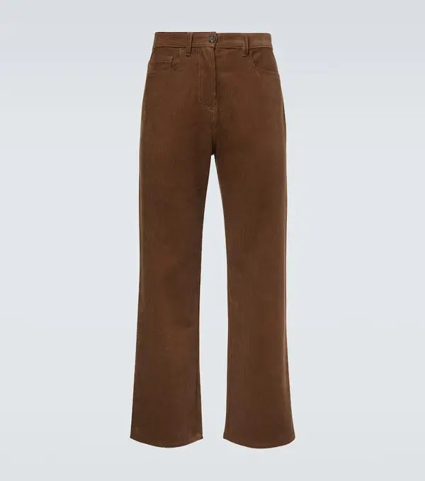 Miu Miu Cotton Corduroy Straight Pants - Brown