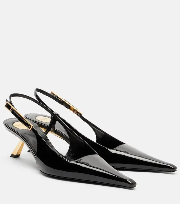 Saint Laurent Lee Patent Leather Slingback Pumps - Black