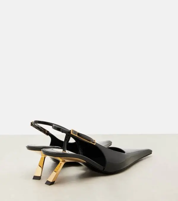 Saint Laurent Lee Patent Leather Slingback Pumps - Black