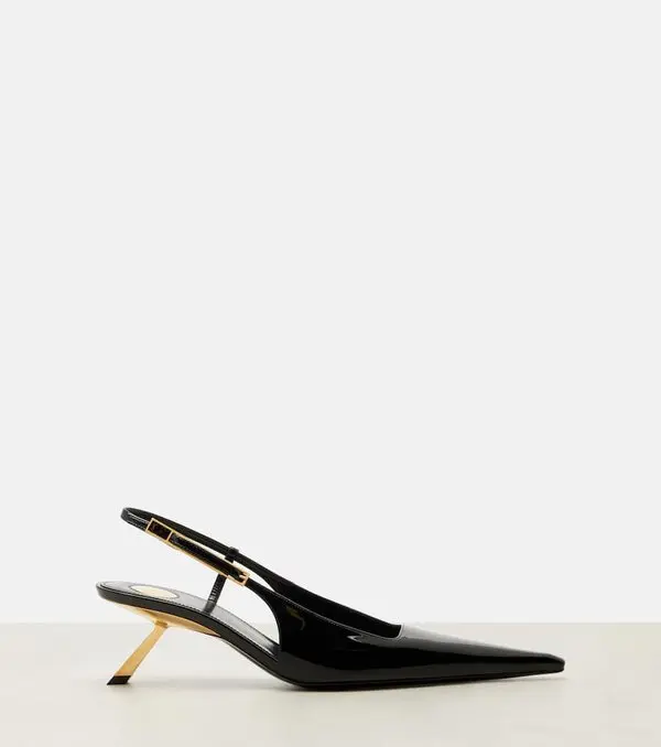 Saint Laurent Lee Patent Leather Slingback Pumps - Black