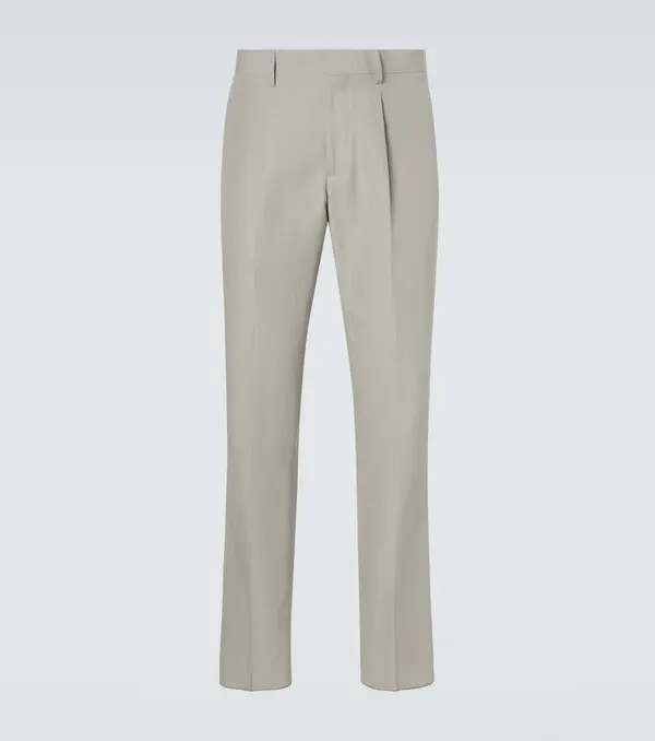LARDINI Linen, Cotton, And Silk Chinos In Khaki