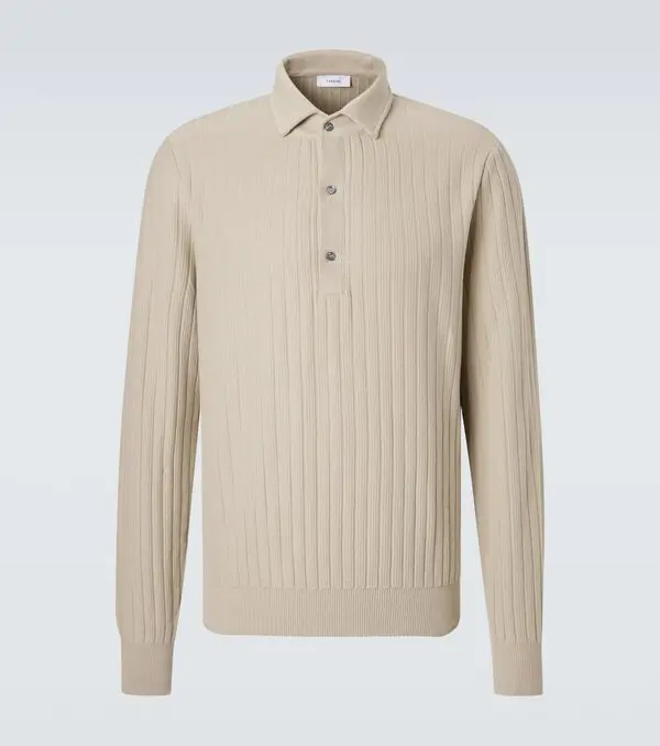 LARDINI Cotton Polo Sweater - Green