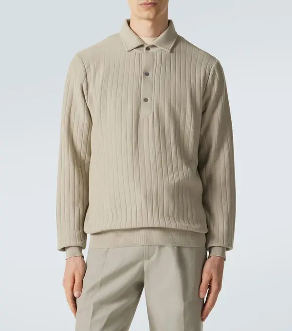 LARDINI Cotton Polo Sweater - Green