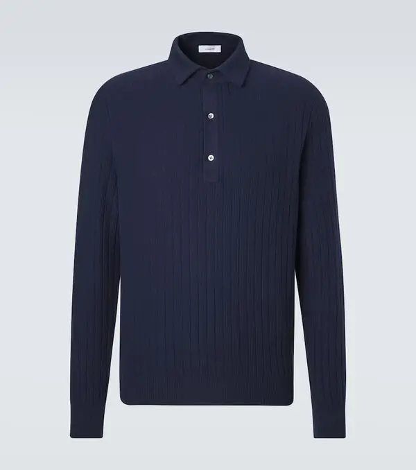 LARDINI Cotton Polo Sweater - Blue