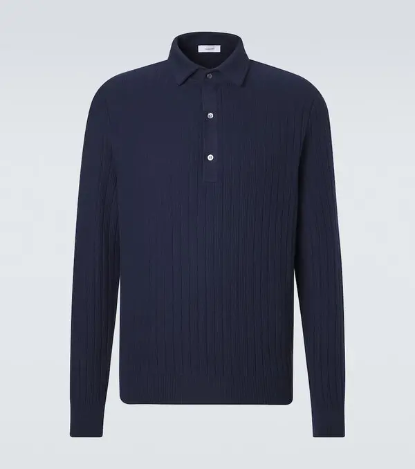 LARDINI Cotton Ribbed Polo Sweater
