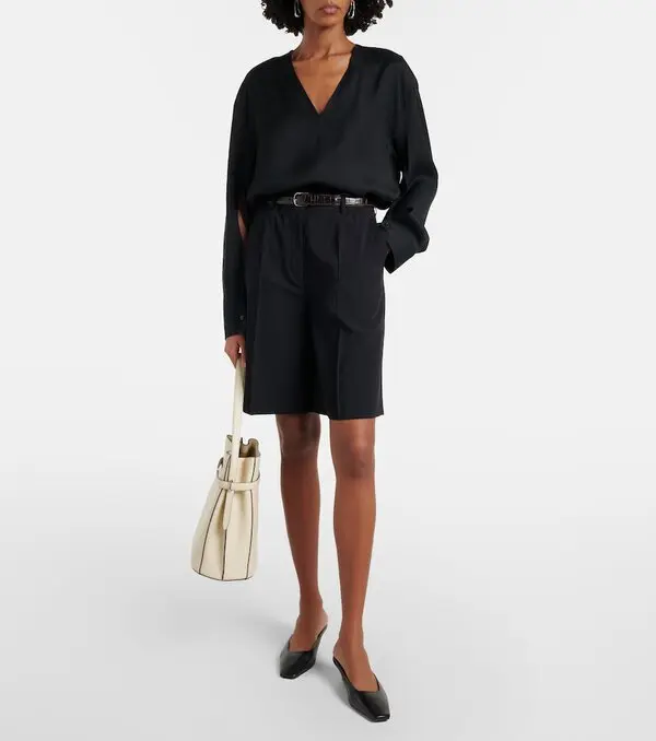TOTEME High-rise Bermuda Shorts - Black