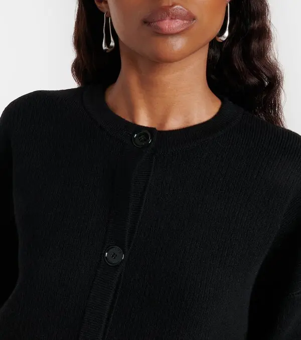 TOTEME Cropped Wool-blend Cardigan - Black