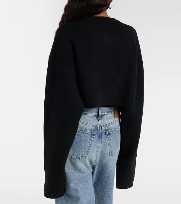 TOTEME Cropped Wool-blend Cardigan - Black