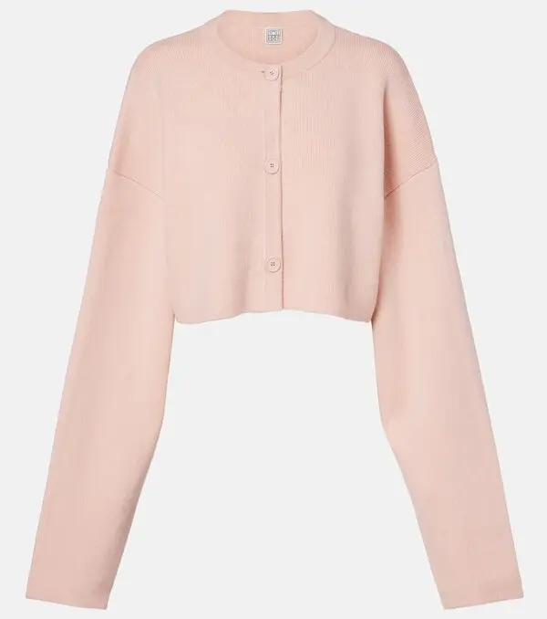 TOTEME Cropped Wool-blend Cardigan - Pink