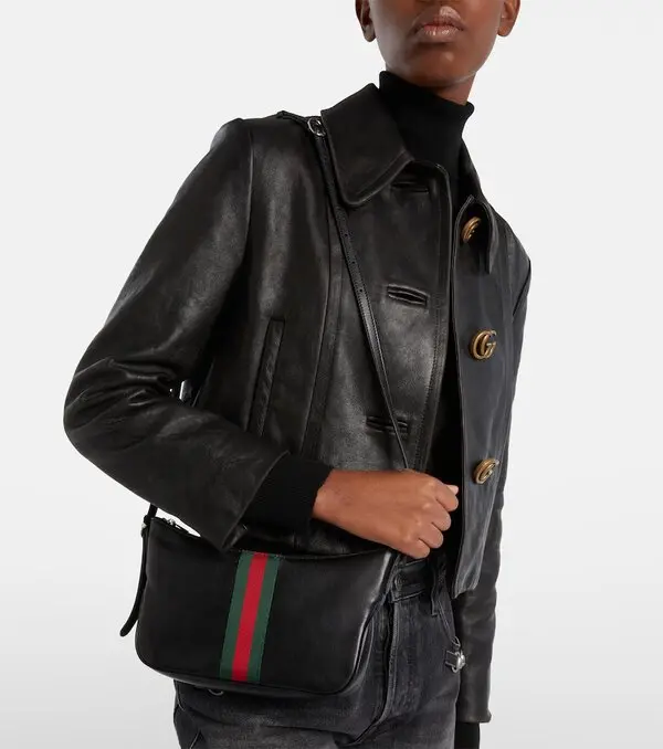 Gucci Lunetta Small Leather Crossbody Bag - Black