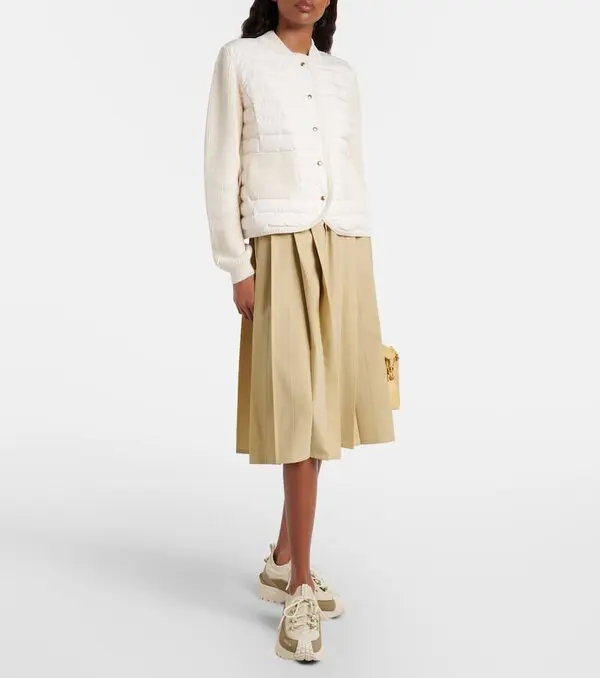 Moncler Down-paneled Cotton Cardigan - White