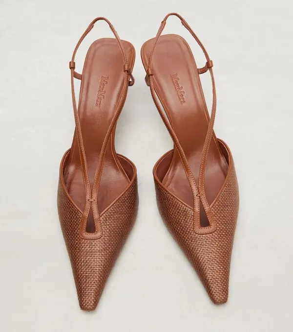 Max Mara Leather-trimmed Slingback Pumps - Brown