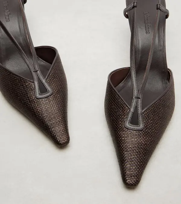 Max Mara Raffia Slingback Pumps - Brown