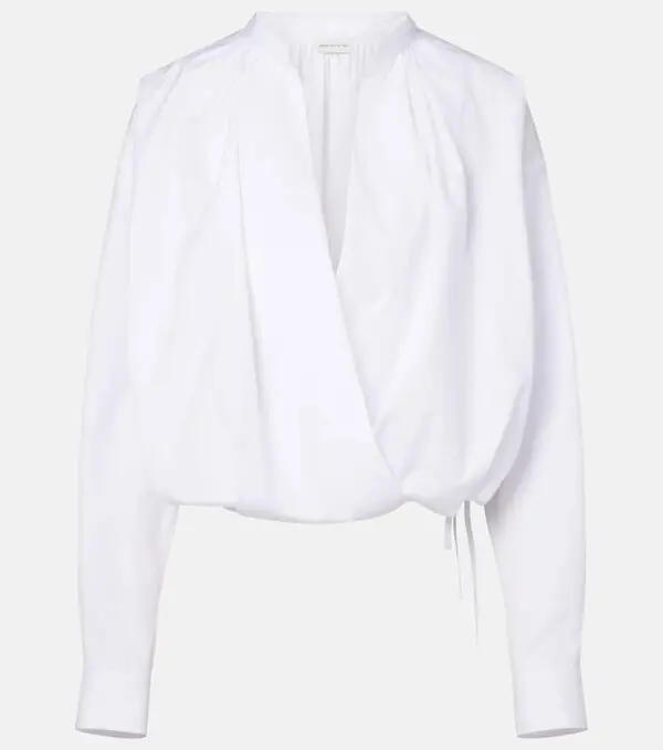 Dries Van Noten Draped Cotton Blouse - White