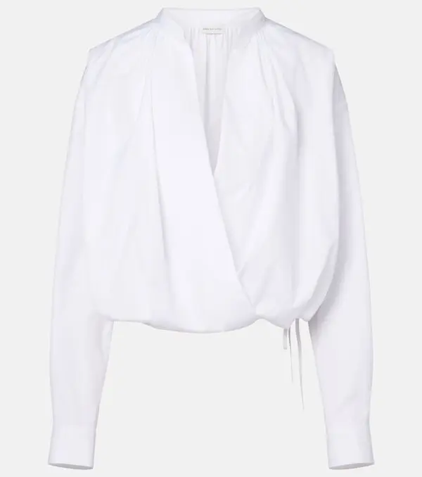 Dries Van Noten Draped Cotton Blouse - White
