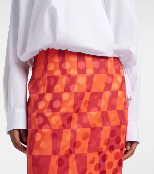Dries Van Noten Satin Jacquard Midi Skirt