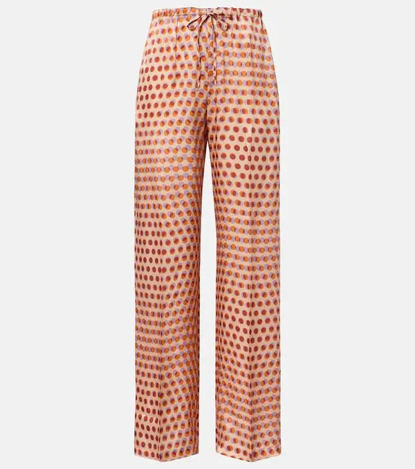 Dries Van Noten Polka-dot Silk Wide-leg Pants - Orange