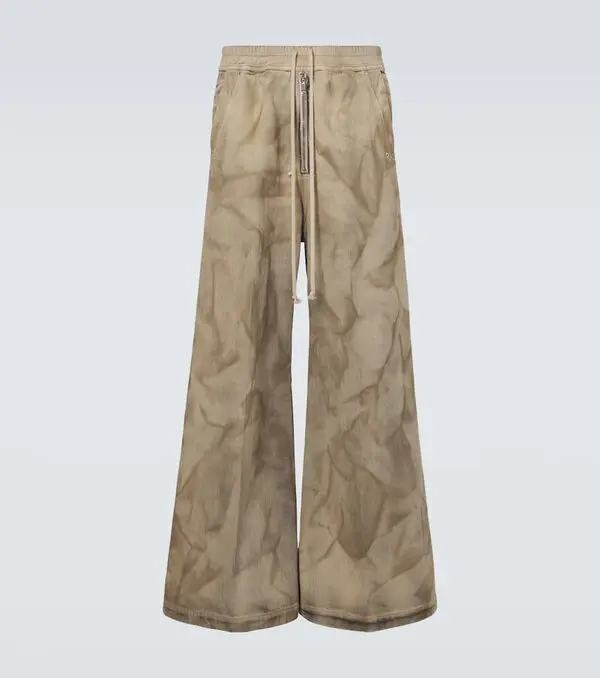 Rick Owens Bela Printed Cotton Wide-leg Pants - Beige