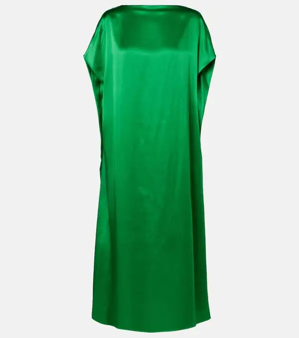 Dries Van Noten Silk Satin Midi Dress - Green