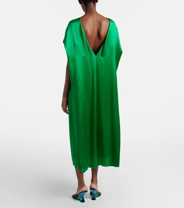 Dries Van Noten Silk Satin Midi Dress - Green