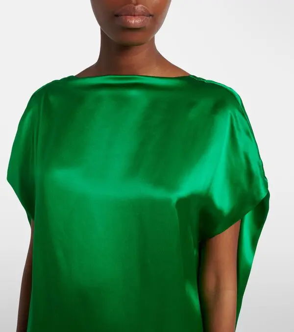 Dries Van Noten Silk Satin Midi Dress - Green
