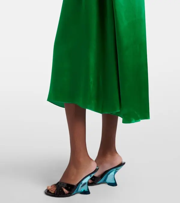 Dries Van Noten Silk Satin Midi Dress - Green