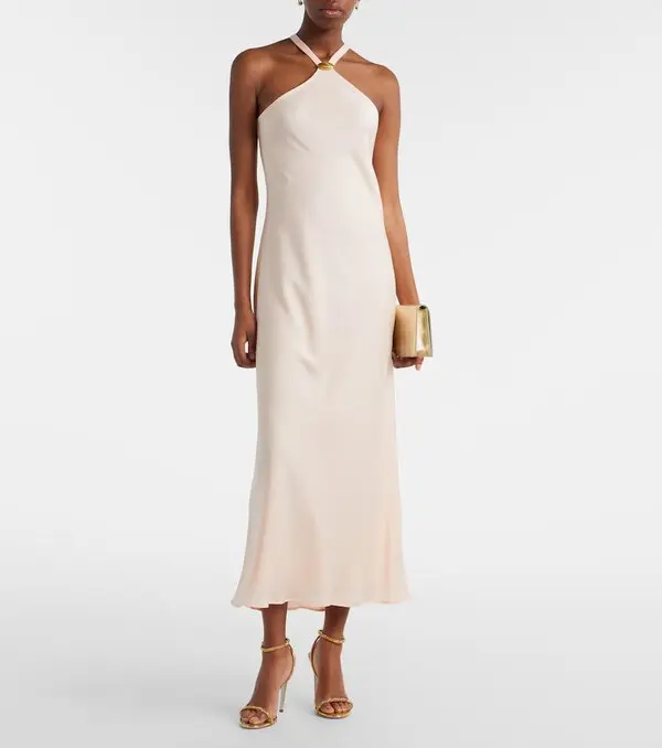 Max Mara Ghiotto Embellished Satin Slip Dress - Pink