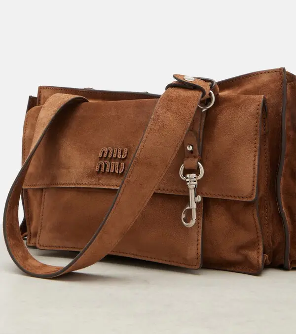 Miu Miu Suede Utilitarian Shoulder Bag