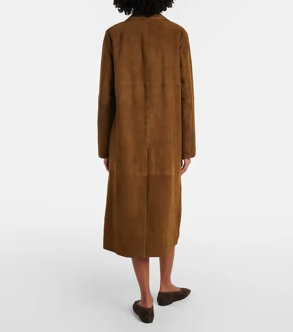 Vince Suede Leather Coat - Brown