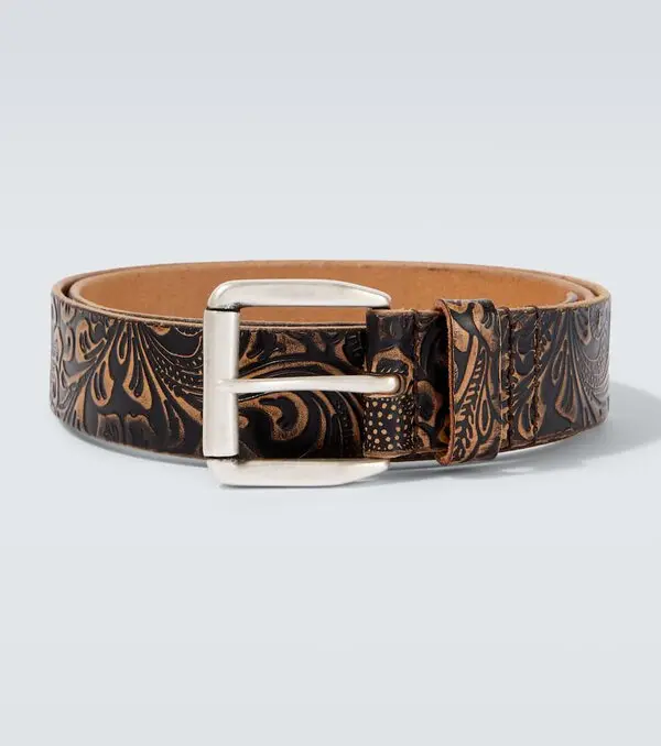 Our Legacy 40mm Paisley Leather Belt - Brown