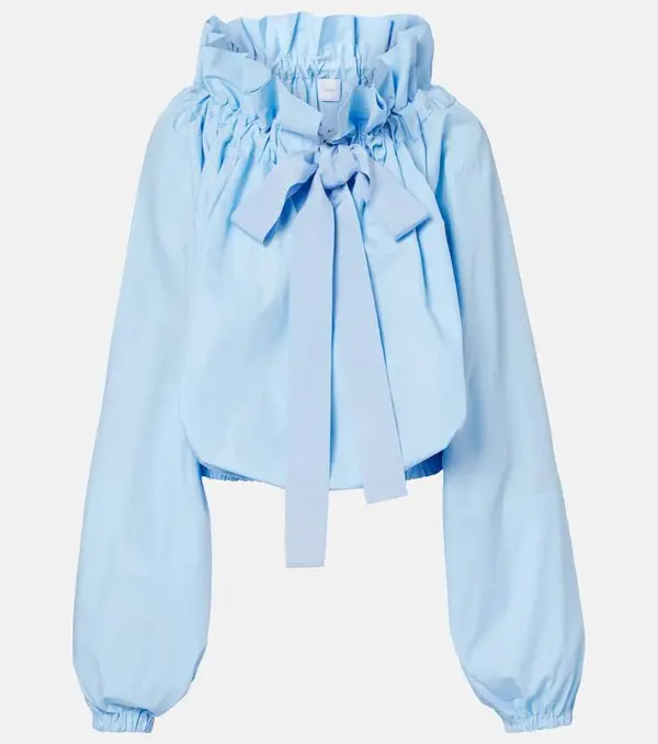 PATOU Tie-neck Cotton Blouse - Blue
