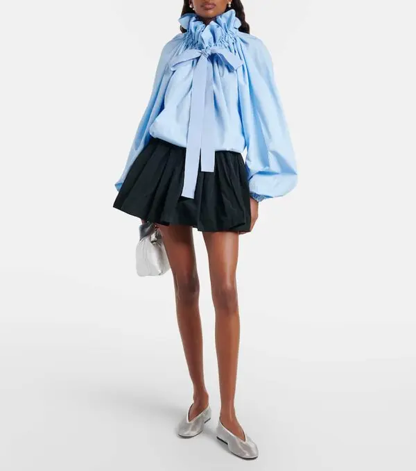 PATOU Tie-neck Cotton Blouse - Blue