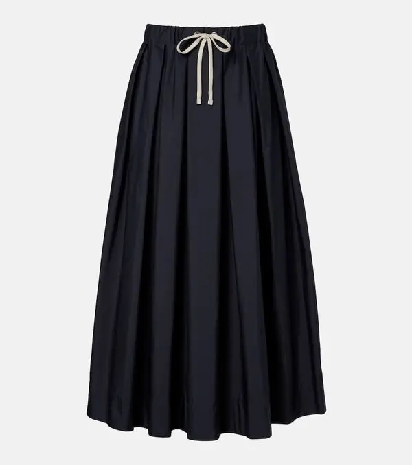 Max Mara Pineta Pleated Cotton Midi Skirt - Blue