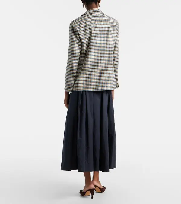 Max Mara Pineta Pleated Cotton Midi Skirt - Blue